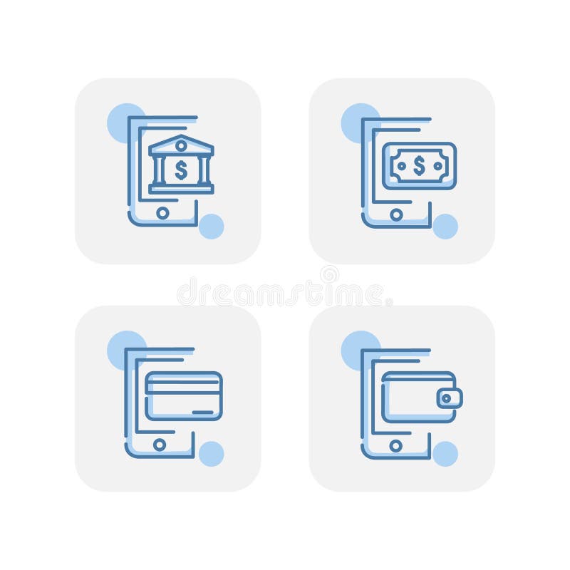 Creative Blue Payment Method Icons Design Isolated on White Background ...