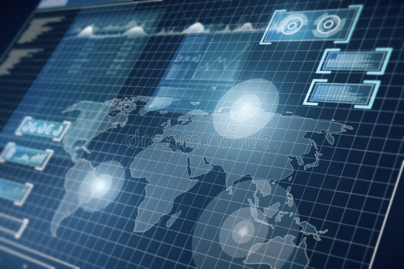 Creative Blue Radar Map Interface on Backdrop. Spy and Hud Concept. 3D ...