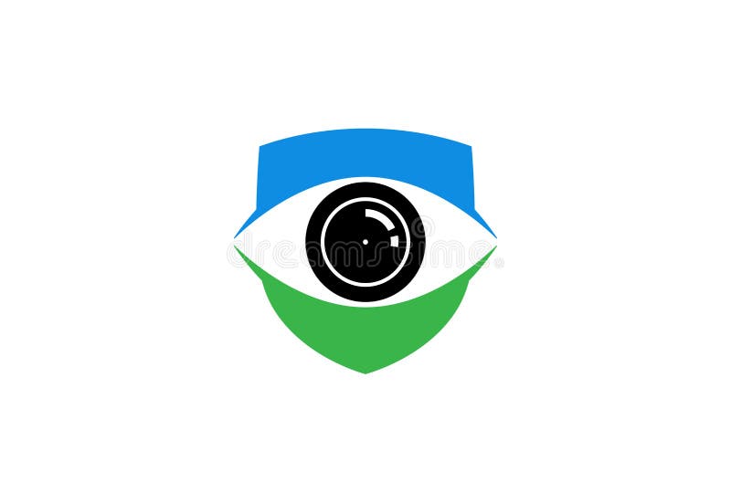 Creative Blue Shield Eye Vision Logo Design Symbol Vector Illustration ...