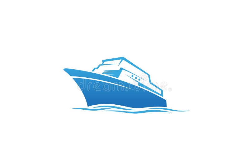 Creative Blue Summer Steamboat Logo Design Vector Symbol Illustration ...