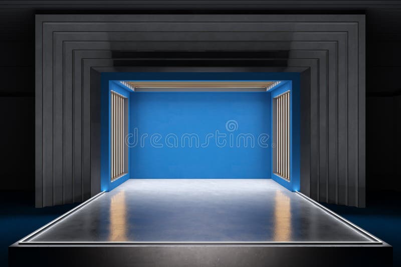 Creative Blue Theater Stage Design with Empty Mock Up Place. Stock ...