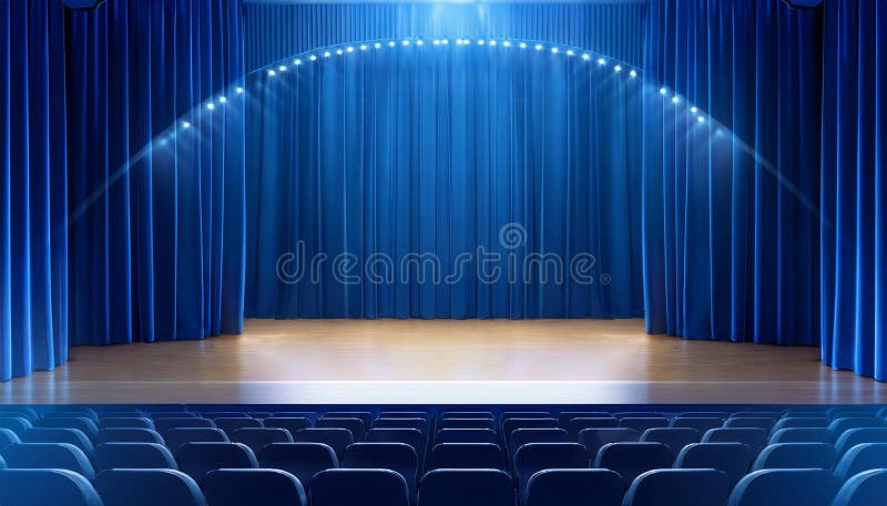 Creative Blue Theater Stage Design with Empty Mock Up Place ...