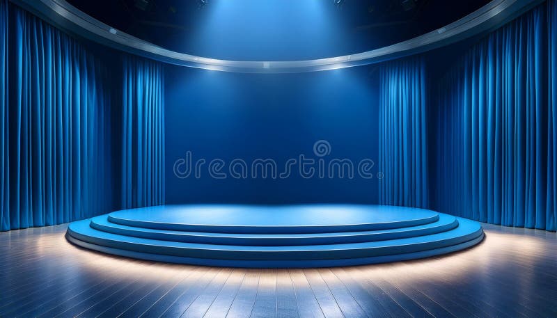 Creative Blue Theater Stage Design with Empty Mock Up Place ...