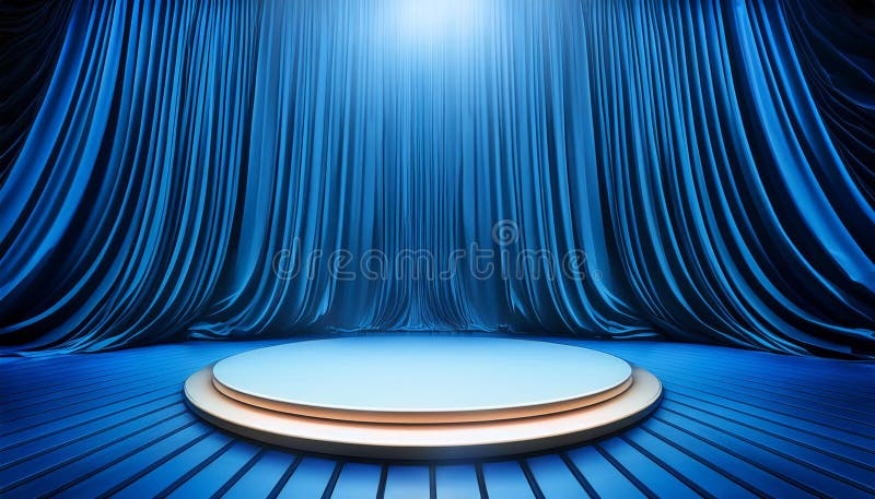 Creative Blue Theater Stage Design with Empty Mock Up Place ...