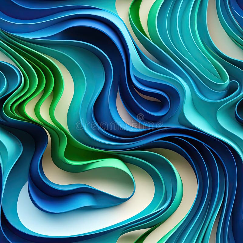 Creative Blue Wavy Paper Art Background with Multi-layered Color Fields ...