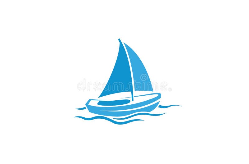 Creative Blue Yacht Boat Logo Design Vector Symbol Illustration Stock ...
