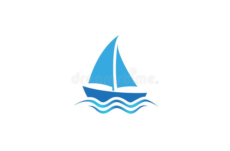 Creative Blue Yacht Boat Logo Design Vector Symbol Illustration Stock ...