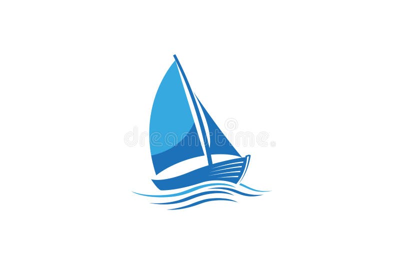 Creative Blue Yacht Boat Logo Design Vector Symbol Illustration Stock ...