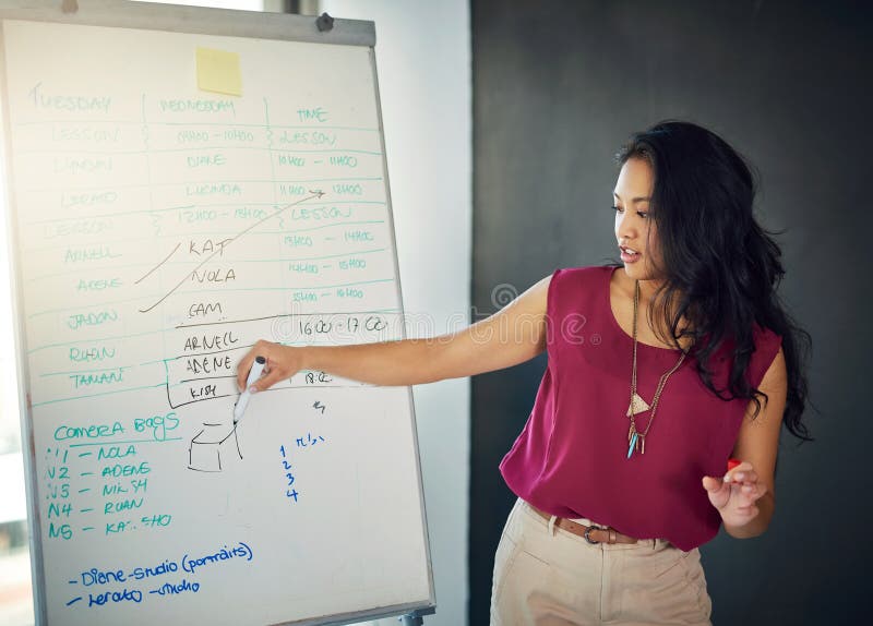 Creative, Board or Woman in Presentation for Leadership or Development ...