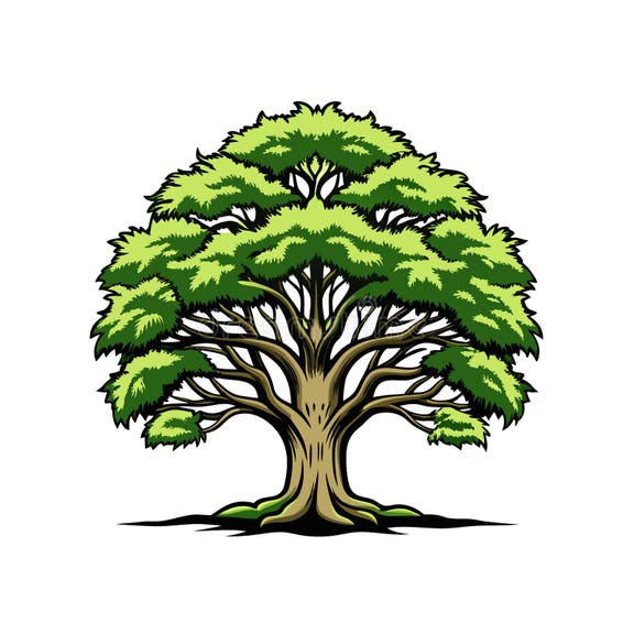 Creative Hickory Tree Bold Design Stock Illustration - Illustration of ...