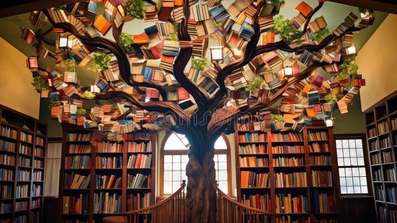 Creative book tree stock illustration. Illustration of feature - 360630182