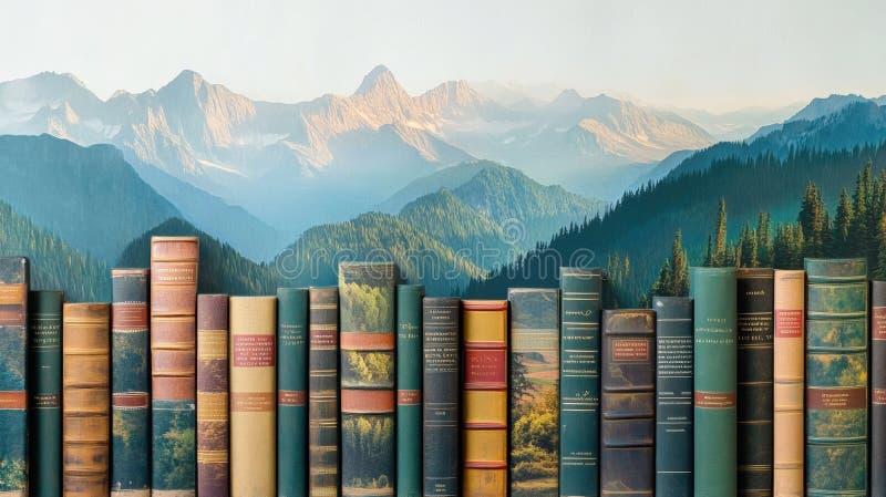 Creative Bookshelf Design Features Books with Mountain and Forest ...