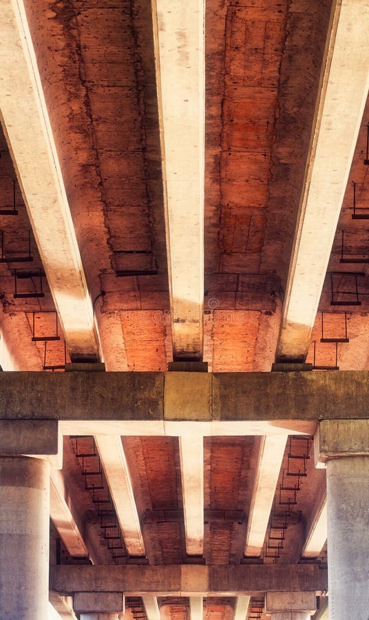 Creative Bottom View of the Concrete Floors of the Bridge Stock Photo ...