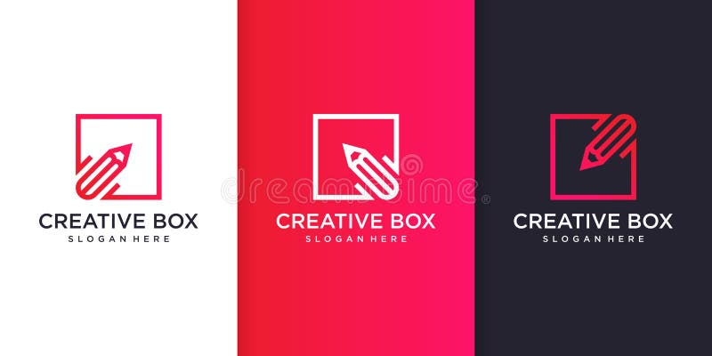 Creative Box Logo with Pencil Line Art Style Inside Premium Vector ...