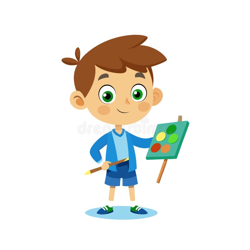 Creative Boy with Palette stock vector. Illustration of cartoon - 354450786