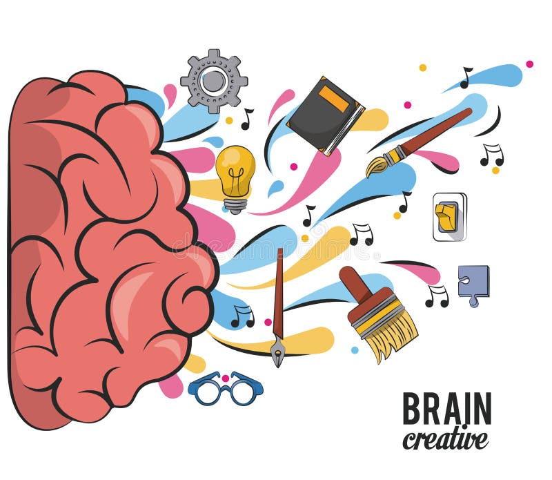 Creative brain cartoons stock vector. Illustration of brain - 120987888
