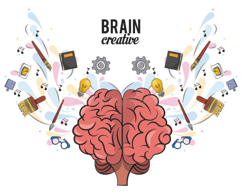 Creative brain cartoons stock vector. Illustration of brain - 120987888