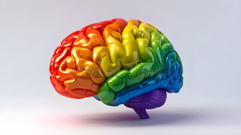 Creative Brain with Colored Lobes on a Blue Background. Creative Idea ...