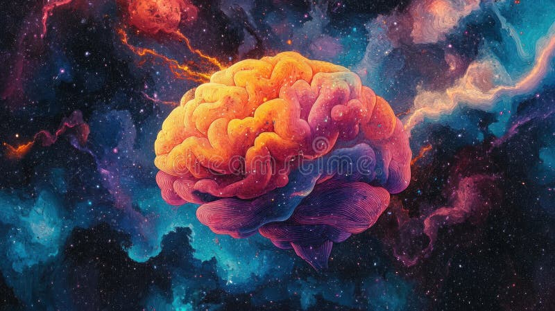 Creative Brain, a Colorful Illustration of a Human Brain Set Against a ...