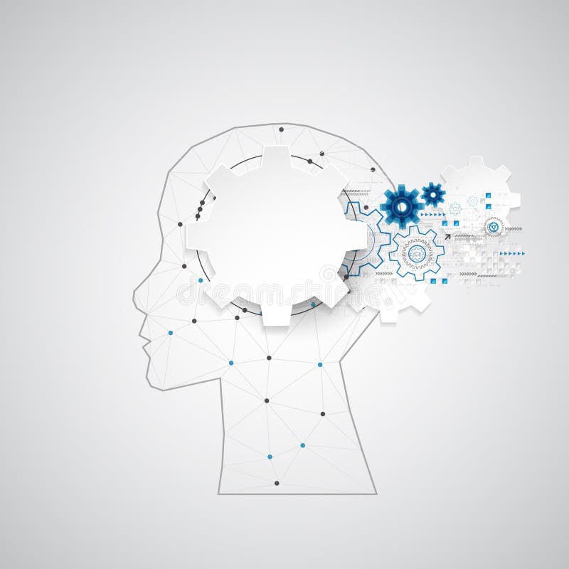 Grid Brain Line and Dots Panoramic Stock Illustration - Illustration of ...
