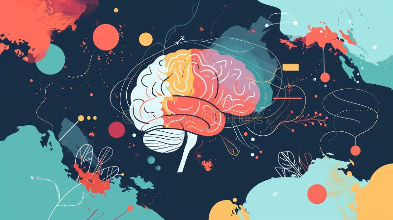 Creative Brain Concept. Hand Drawn Vector Illustration of Human Brain ...