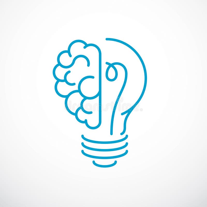 Creative Brain Concept, Intelligent Creation Vector Logo. Light Bulb ...