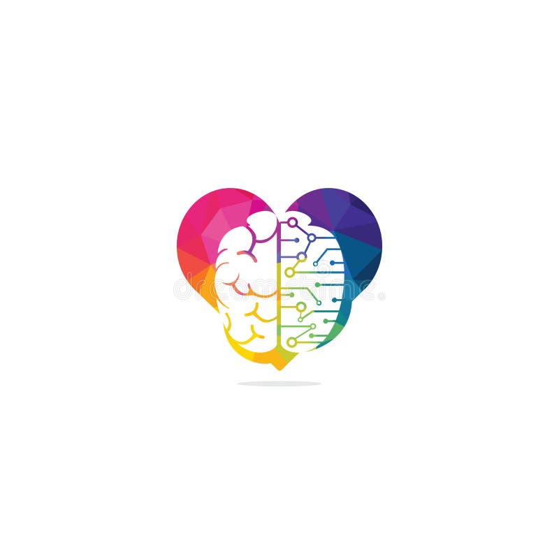 Brain Connection Heart Shape Concept Logo Design. Stock Vector ...