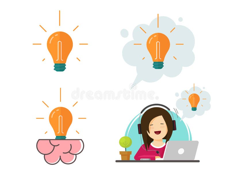 Creative Brain Idea Lightbulb Vector Concept with Woman Person ... Creative Brain Idea Lightbulb Vector Concept with Woman Person ...
