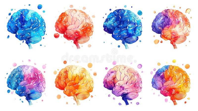 Creative Brain Logo Collection: Ideas & Mindset Concept Set with Brain ...