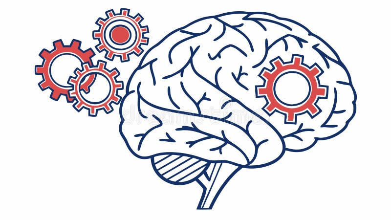 Creative Brain with Red Gear, Innovative Thinking, Problem Solving, Vector Design Generative AI ...