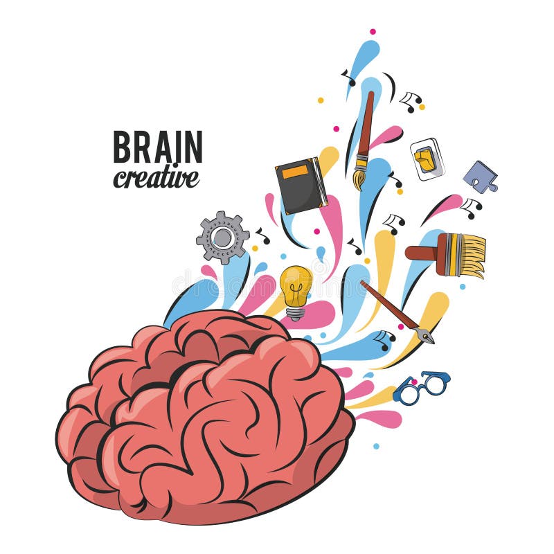 Creative brain cartoons stock vector. Illustration of brain - 120987888