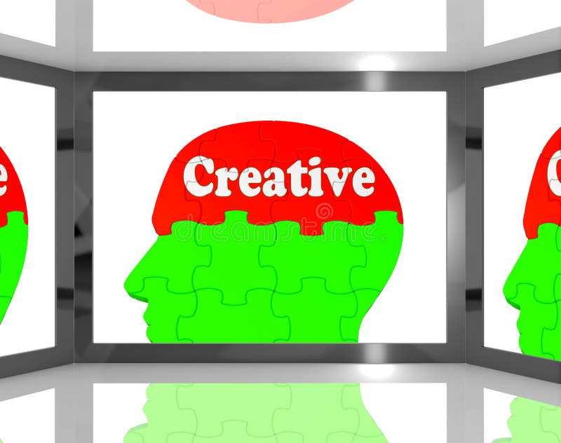 Creative on Brain on Screen Shows Human Creativity Stock Illustration ...