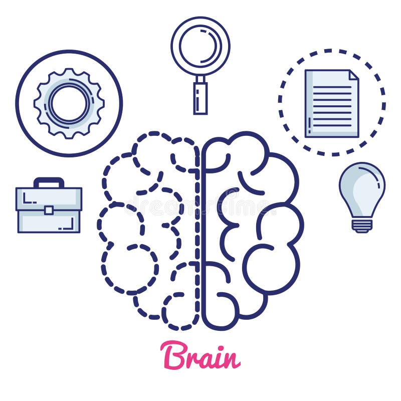 Creative brain set icons stock vector. Illustration of knowledge ...