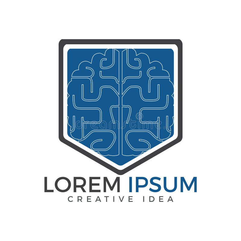 Creative Brain Shield Logo Design. Think Idea Concept. Stock Vector ...