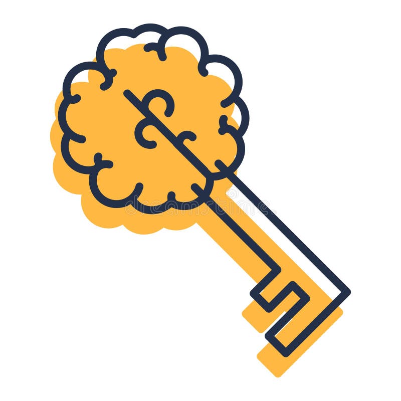 Key Brain Sign Isolated, Creative Thinking Icon Stock Illustration ...