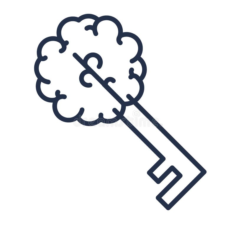 Key Brain Sign Isolated, Creative Thinking Icon Stock Illustration ...