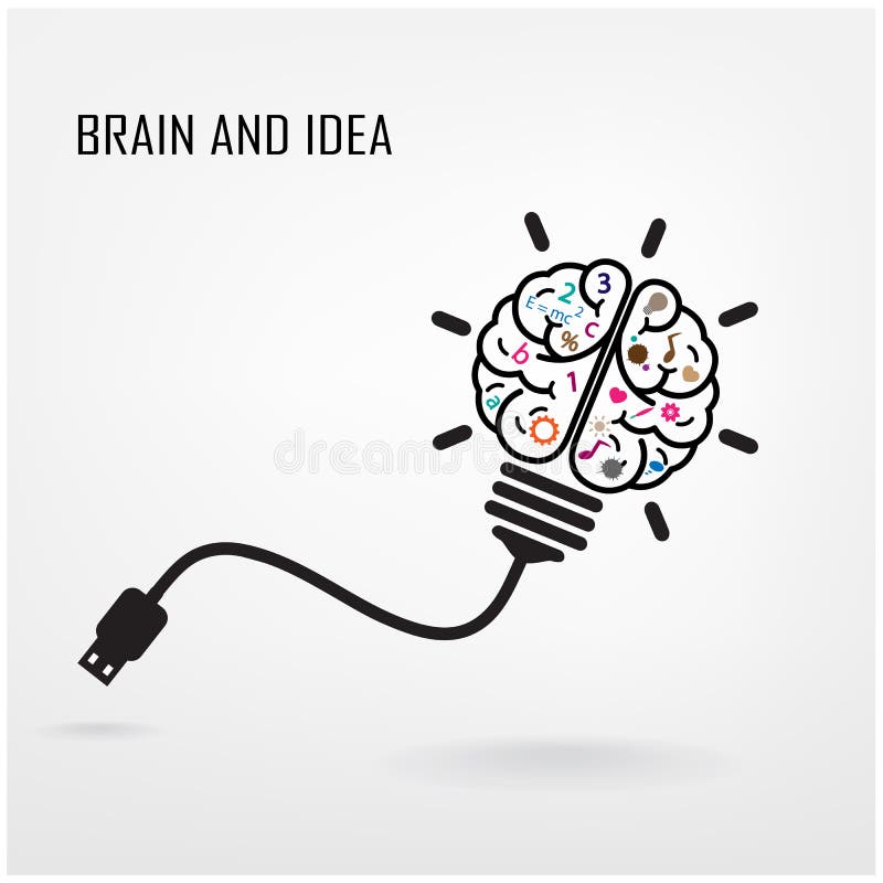 Creative Brain Idea Concept on Dark Background Stock Vector ...