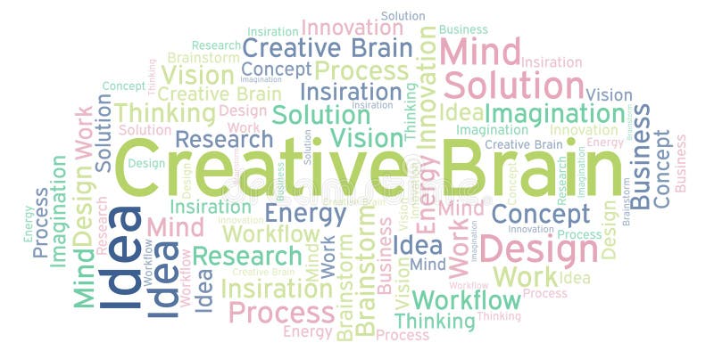 Creative Brain Word Cloud, Made with Text only. Stock Illustration ...