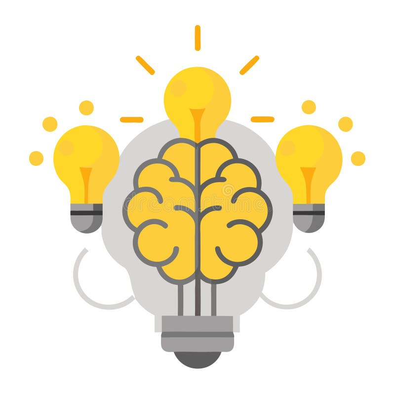 Brainpower, Ideas, and Innovation: Lightbulbs and a Brain Concept Stock ...