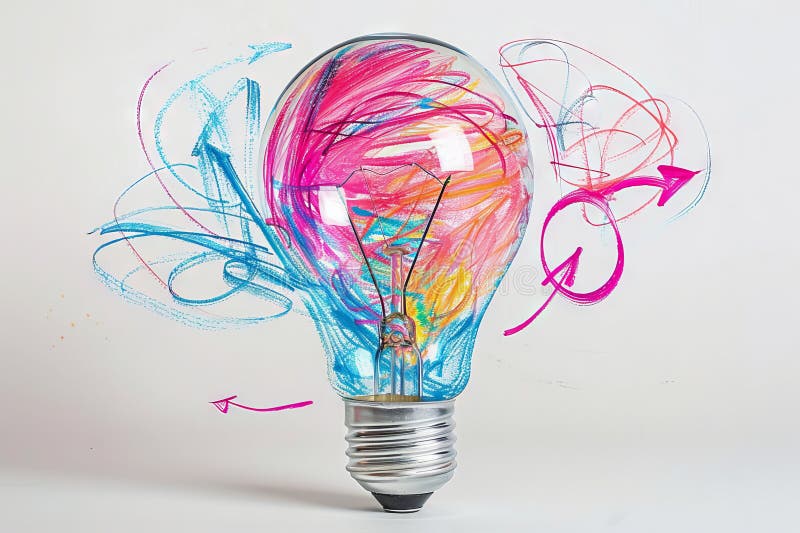 Creative Brainstorming Concept with a Light Bulb Stock Illustration ...