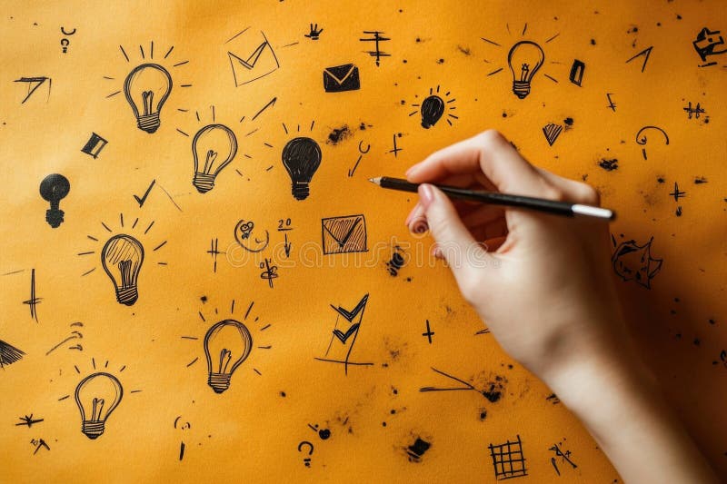 Creative Brainstorming Design Concepts on Vibrant Background Stock ...