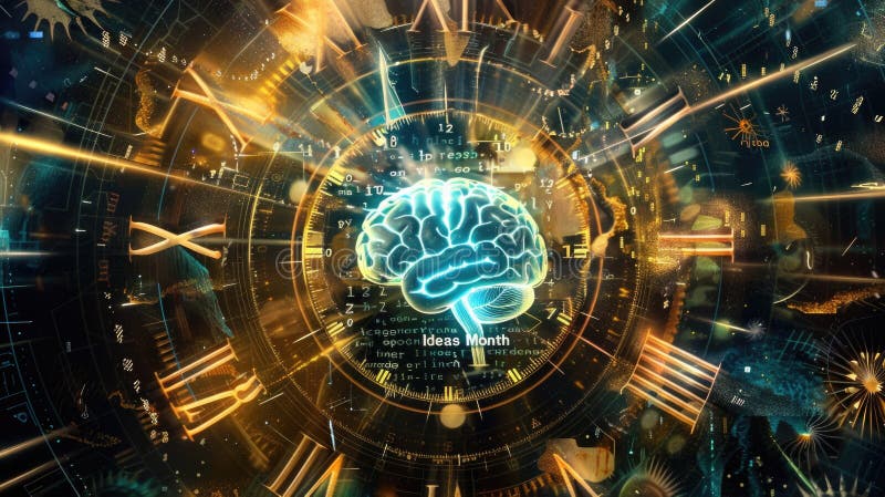 Creative Brainstorming and Innovation Concept with Digital Clock ...