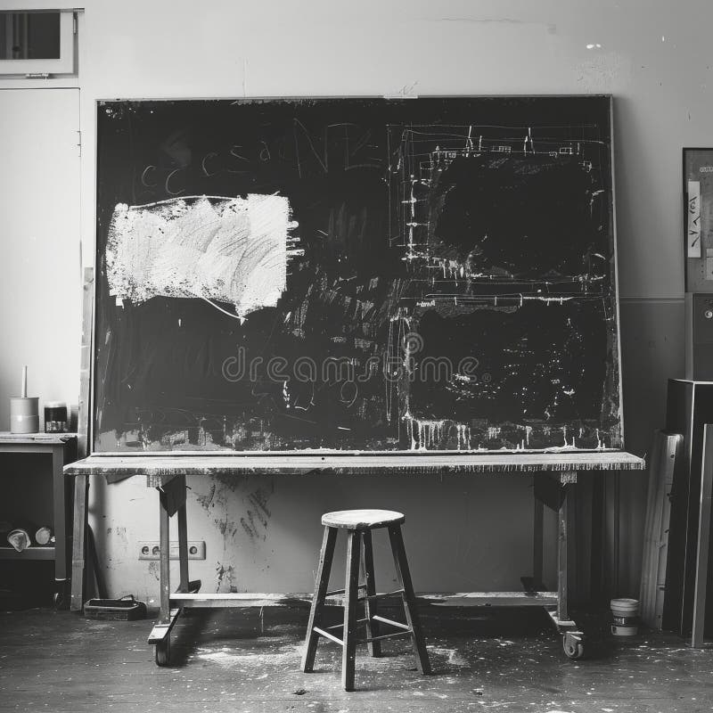 Creative Brainstorming Session Chalk Smears on a Board in an Office ...