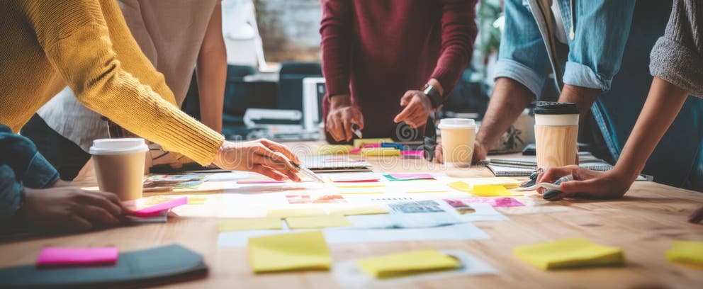 The Creative Brainstorming Session with Colorful Sticky Notes and ...