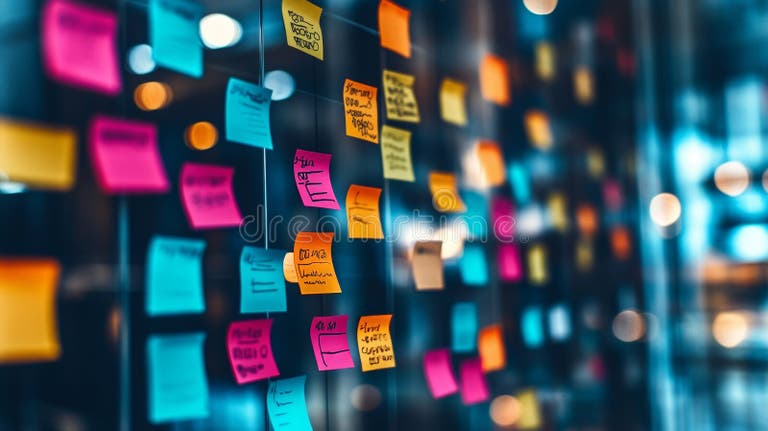 Creative Brainstorming Session with Colorful Sticky Notes for ...