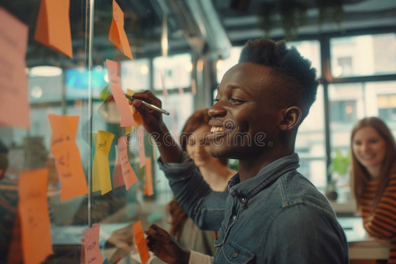 Diverse Team Brainstorming Session Collaborative Problem Solving Idea ...