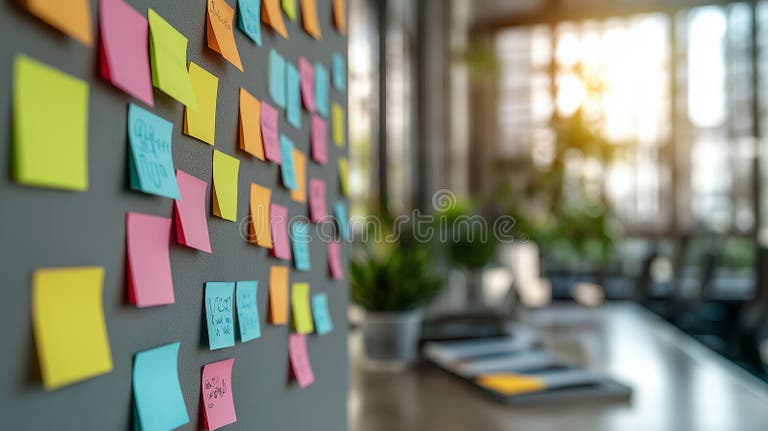 Creative Brainstorming Session Featuring Colorful Mind Map Using Sticky ...