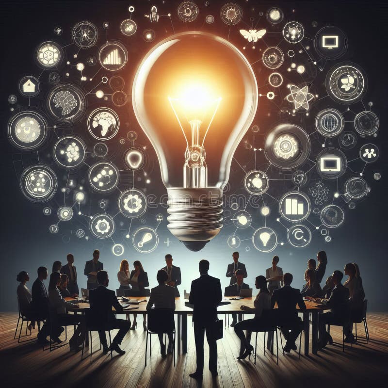 Creative Brainstorming Session with a Lightbulb Idea Stock Photo ...