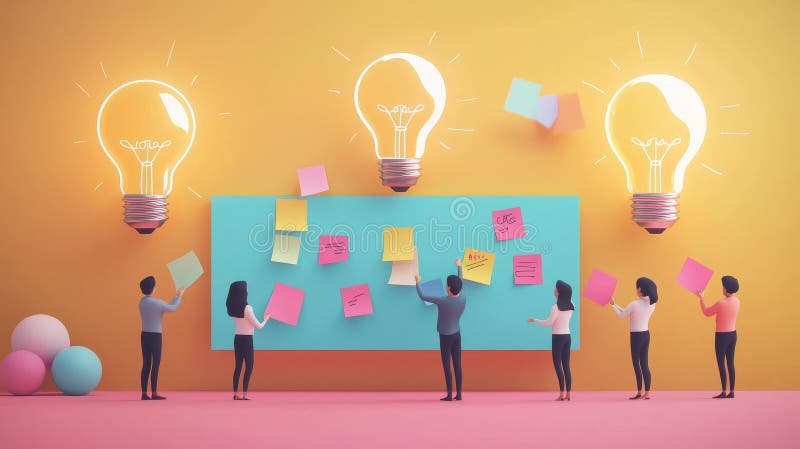 Creative Brainstorming Session Office Space Digital Art Bright ...