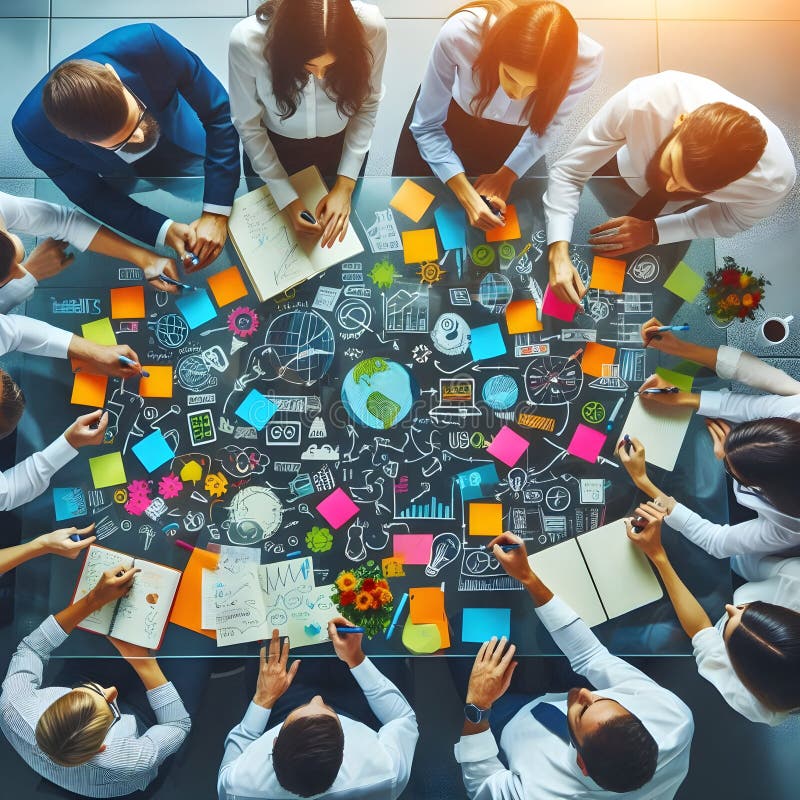 Creative Brainstorming Session with a Team Stock Illustration ...